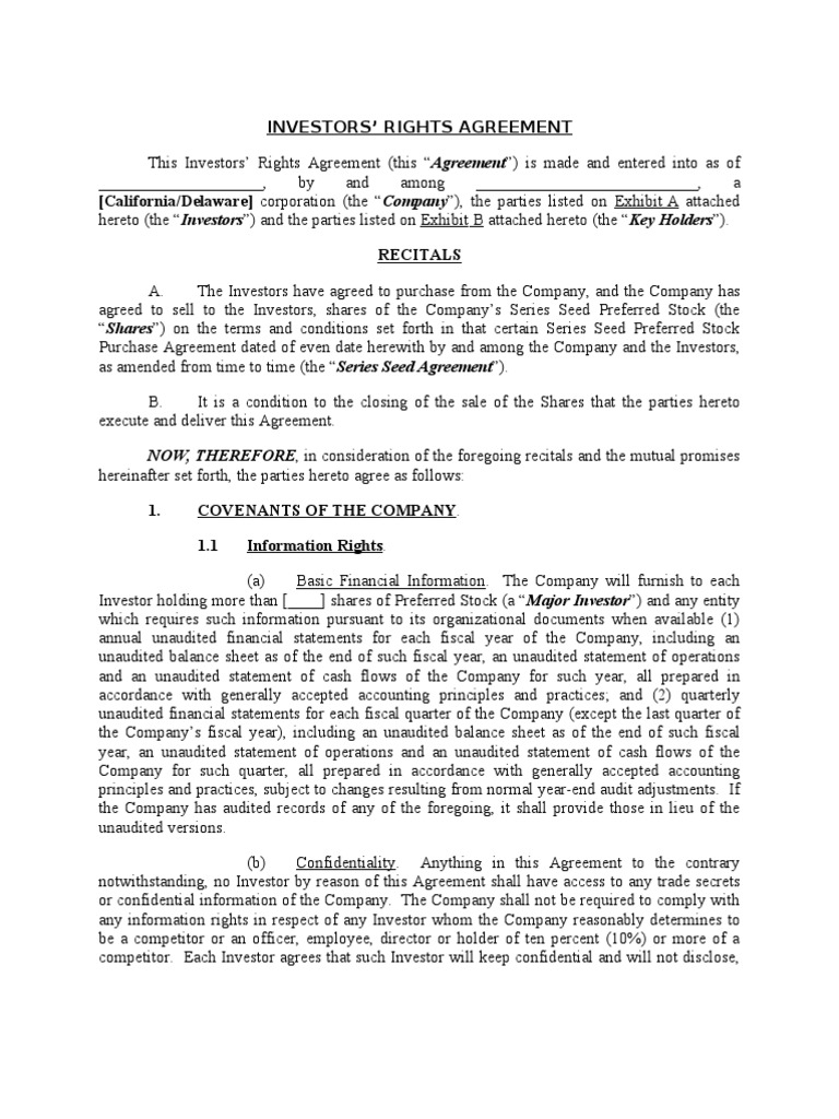 Investors' Rights Agreement | Warrant (Finance) | Securities (Finance)