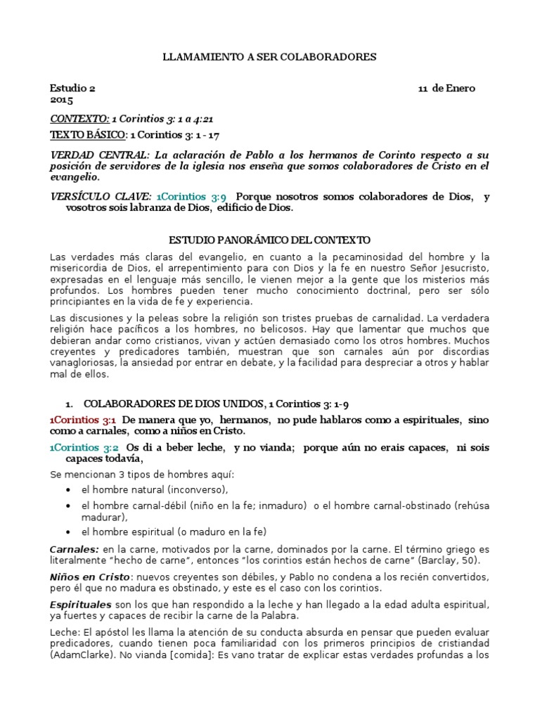 2.-Llamamiento A Ser Colaboradores | PDF | Primera epístola a los corintios | Cristo (título)
