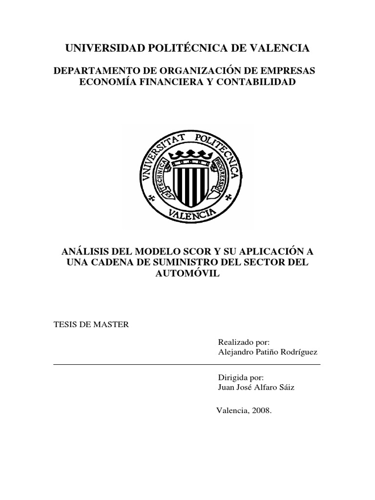 Analisis Del Modelo Scor y Su Aplicacion A Una Cadena de Suministro Del Sector Del Auto | PDF ...