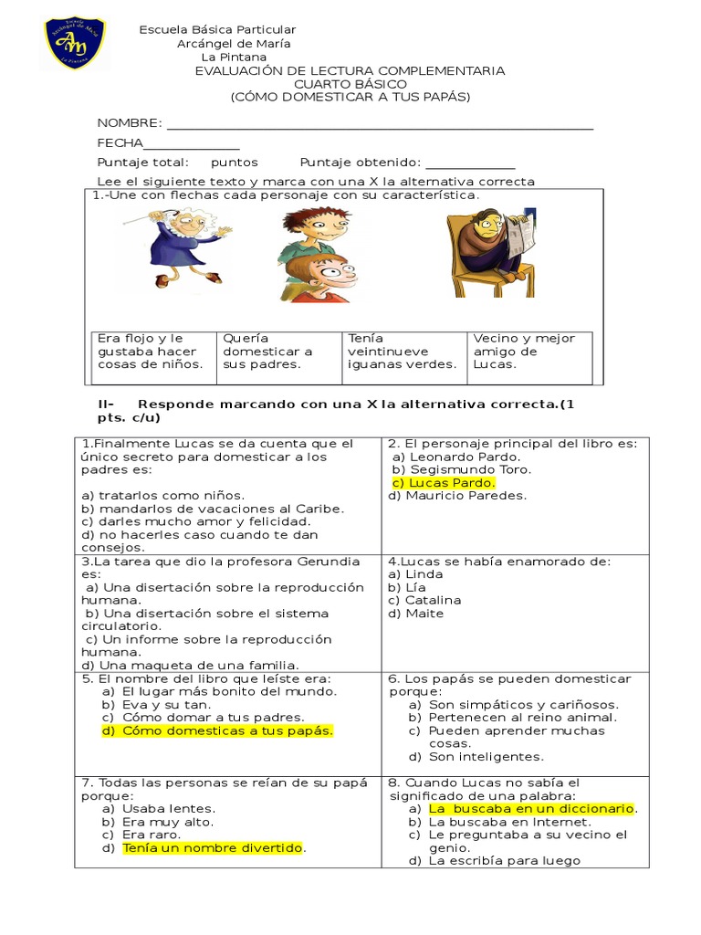 EVALUACIÓN Como Domesticar A Tus Papas | PDF EVALUACIÓN Como Domesticar A Tus Papas | PDF