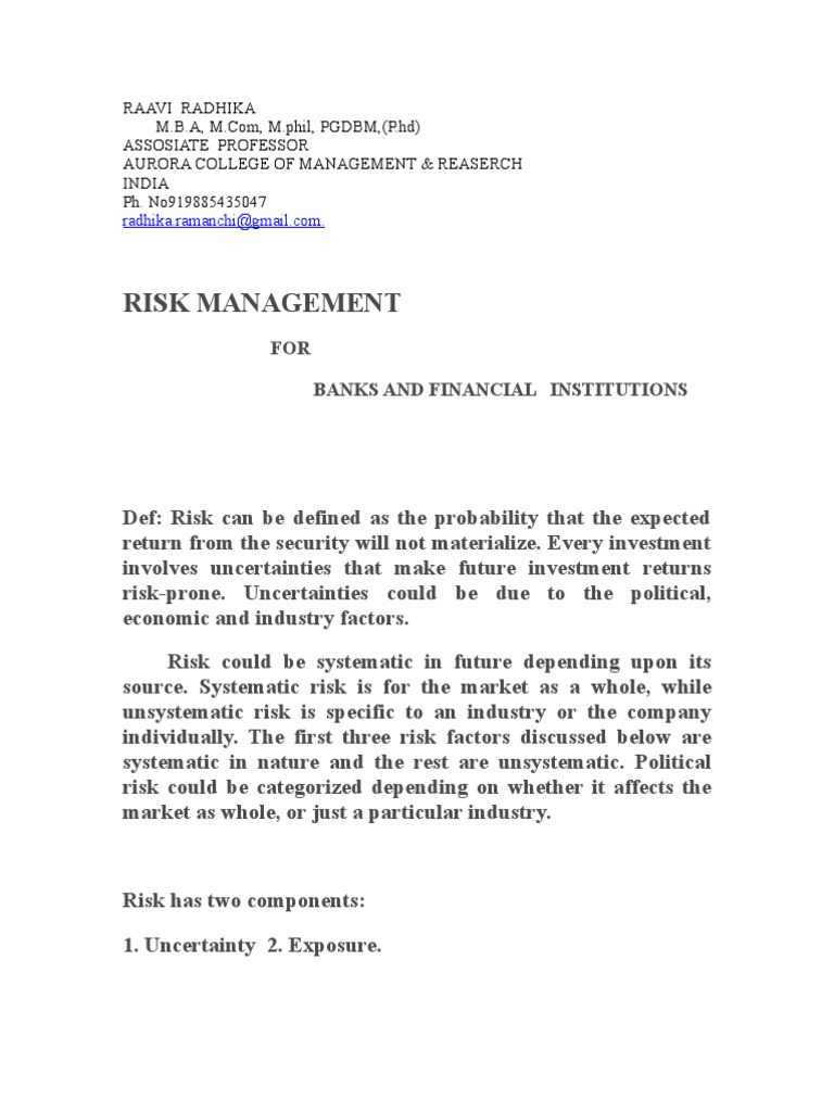 Risk Management | PDF