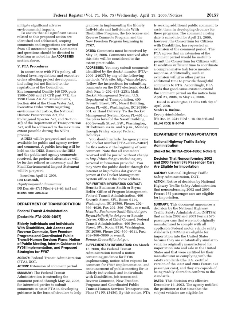 Notice: Environmental Statements Notice of Intent: FY06 Implementation ...