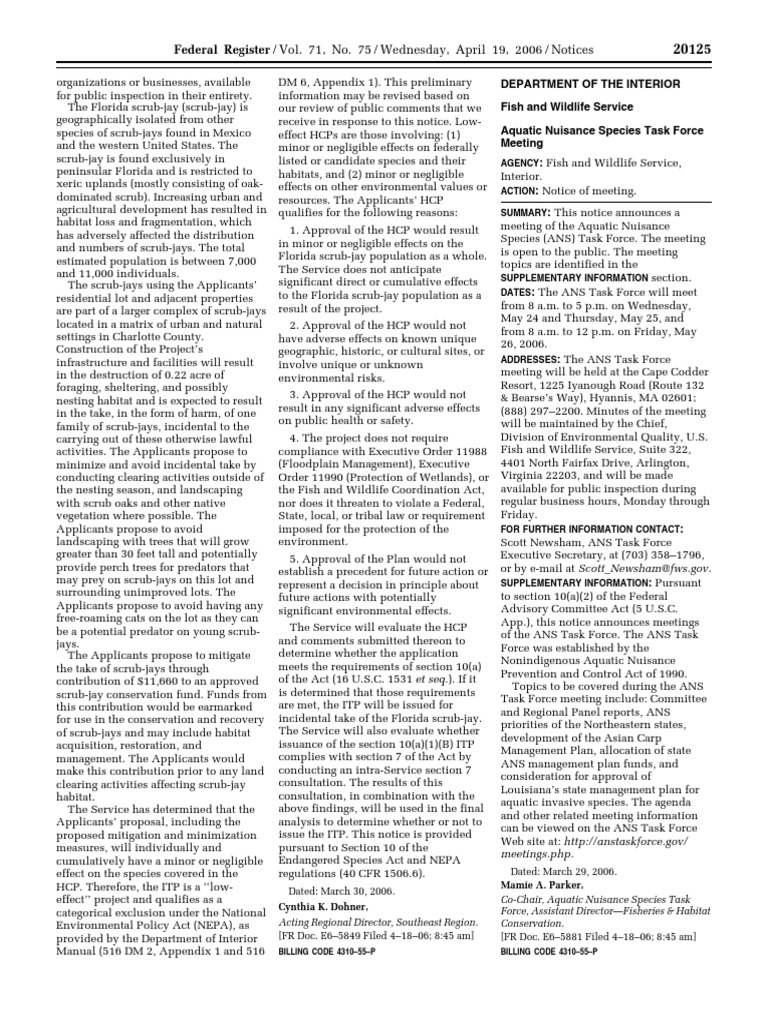 Notice: Environmental Statements Availability, Etc.: Incidental Take ...