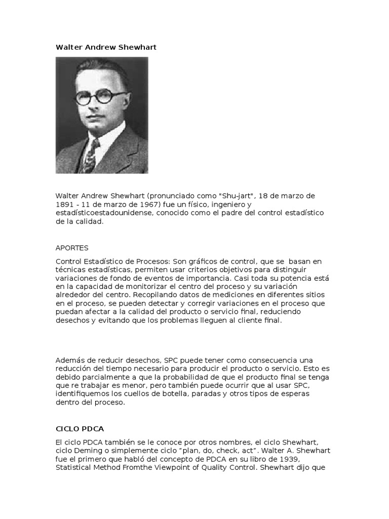 Walter Andrew Shewhart | Ciencia y Tecnología | Epistemología
