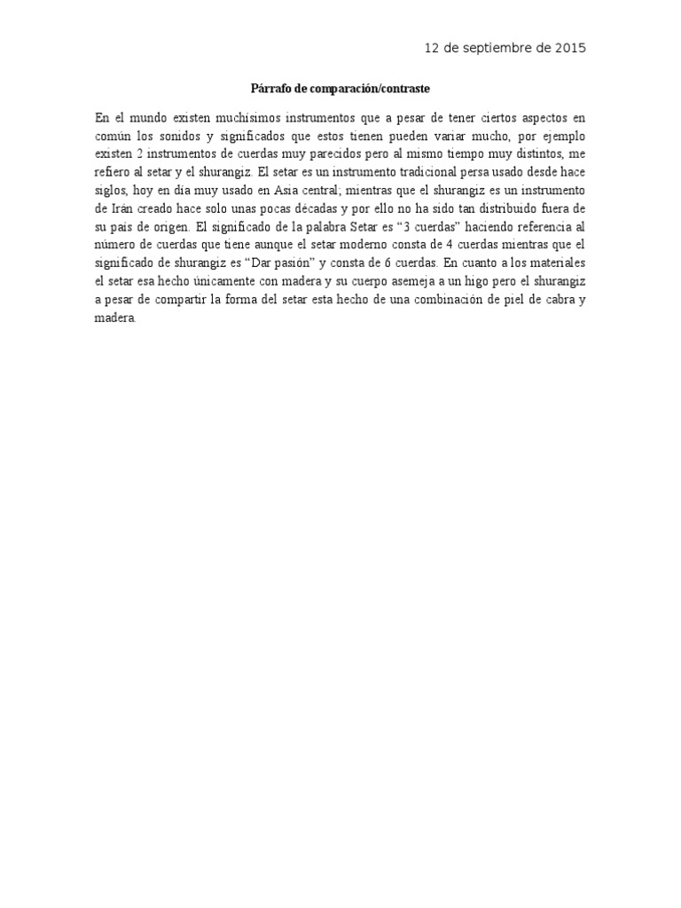 Ejemplo de Párrafo de Comparación/contraste | PDF