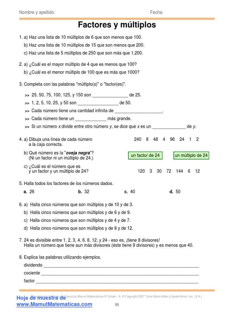 Multiplos y Factores | PDF