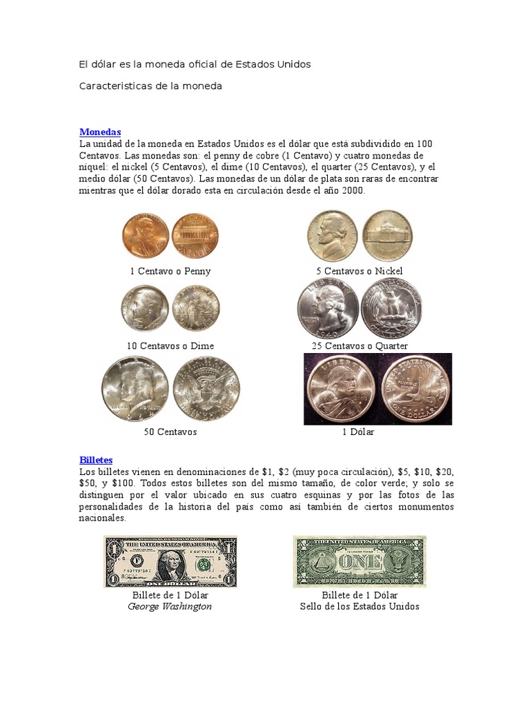 El Dólar Es La Moneda Oficial de Estados Unidos | Economía de América ...