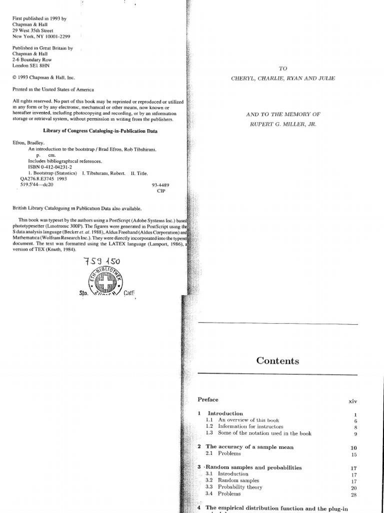Bradley Efron, R.J. Tibshirani An Introduction To Bootstrap | PDF ...