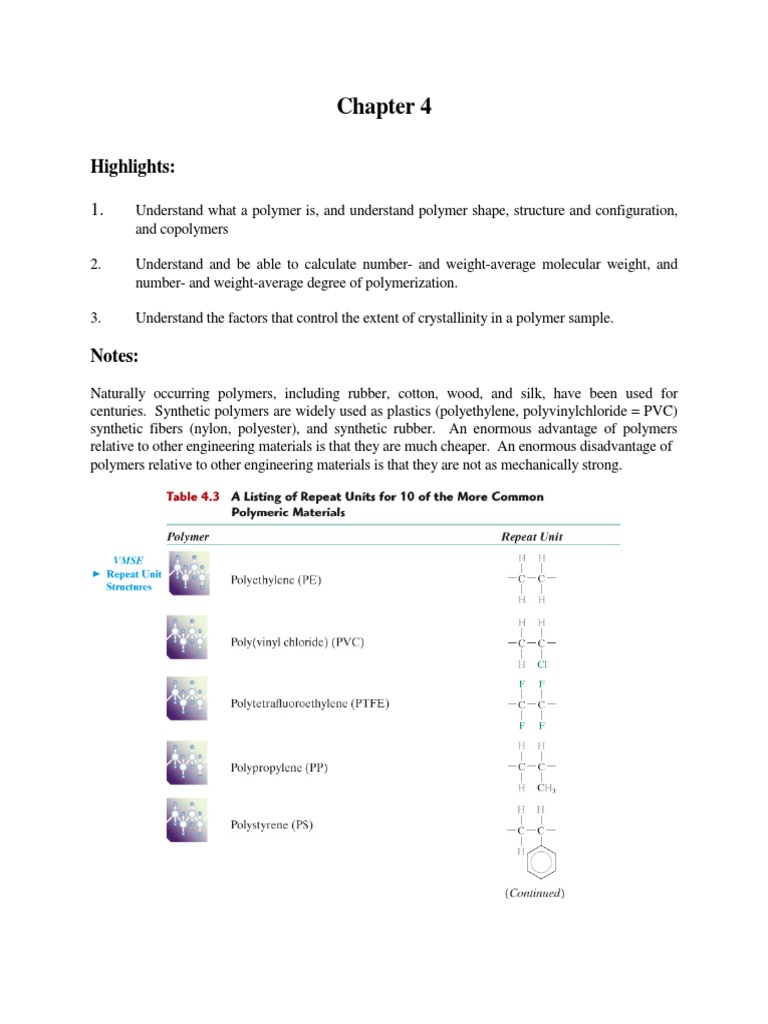 Polymer Basics and Crystallinity | PDF | Polymers | Polyethylene