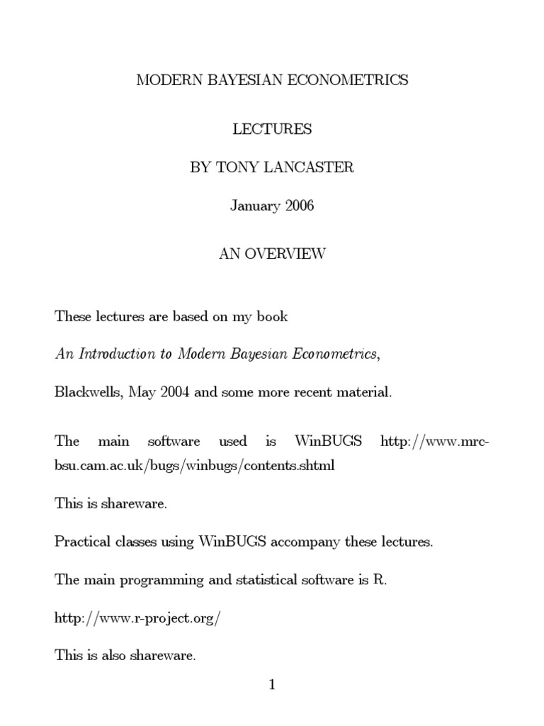 Modern Bayesian Econometrics | PDF | Statistical Inference | Bayesian Inference