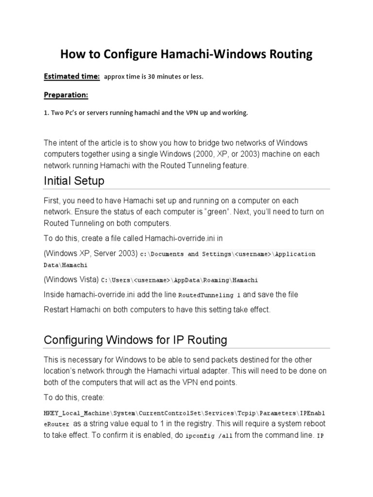 How To Hamachi-Windows Routing | PDF | Computer Network | Ip Address
