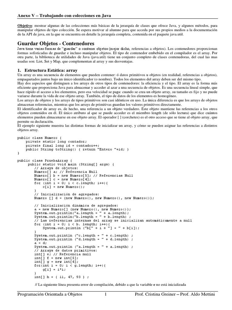 Colecciones Avanzadas de JAva. | PDF | Java (lenguaje de programación) | Objeto (informática)