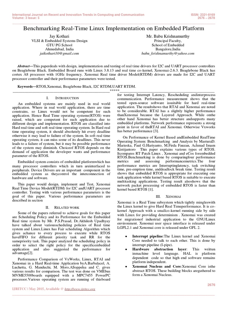 Benchmarking Real-Time Linux Implementation On Embedded Platform | Download Free PDF | Embedded ...