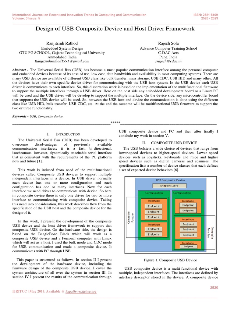 Design of USB Composite Device and Host Driver Framework | PDF | Usb ...