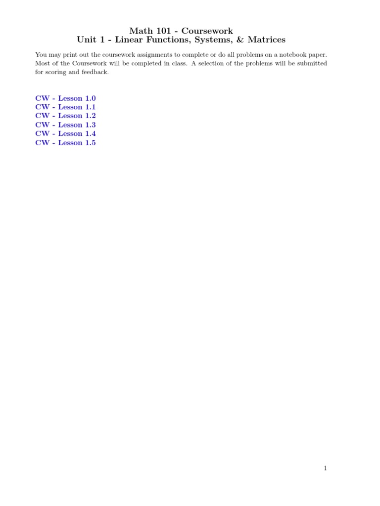 Unit 1 Coursework | PDF | System Of Linear Equations | Matrix (Mathematics)