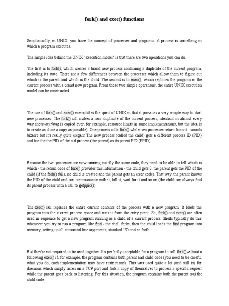 Fork and Exc | PDF | Process (Computing) | Computer Architecture
