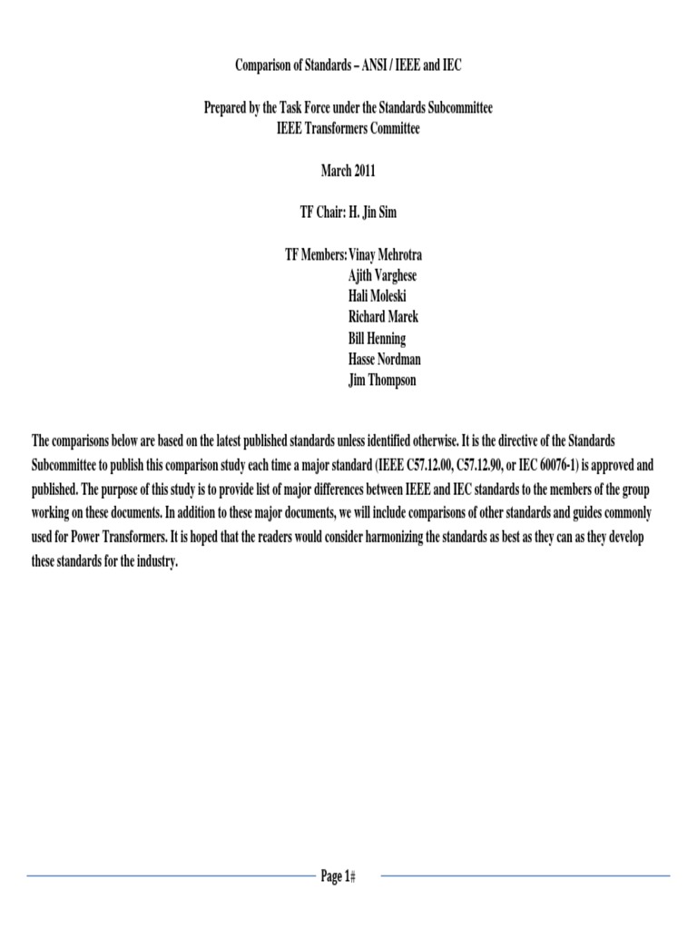 Comparison of Standards - ANSI, IEEE, and IEC | PDF | Transformer ...