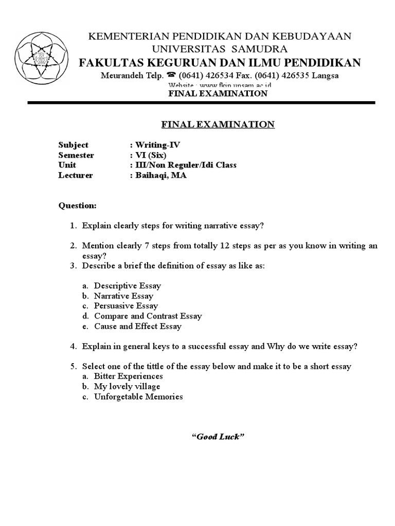 Final Examination Questions Overview | PDF | Indonesian Language | Verb