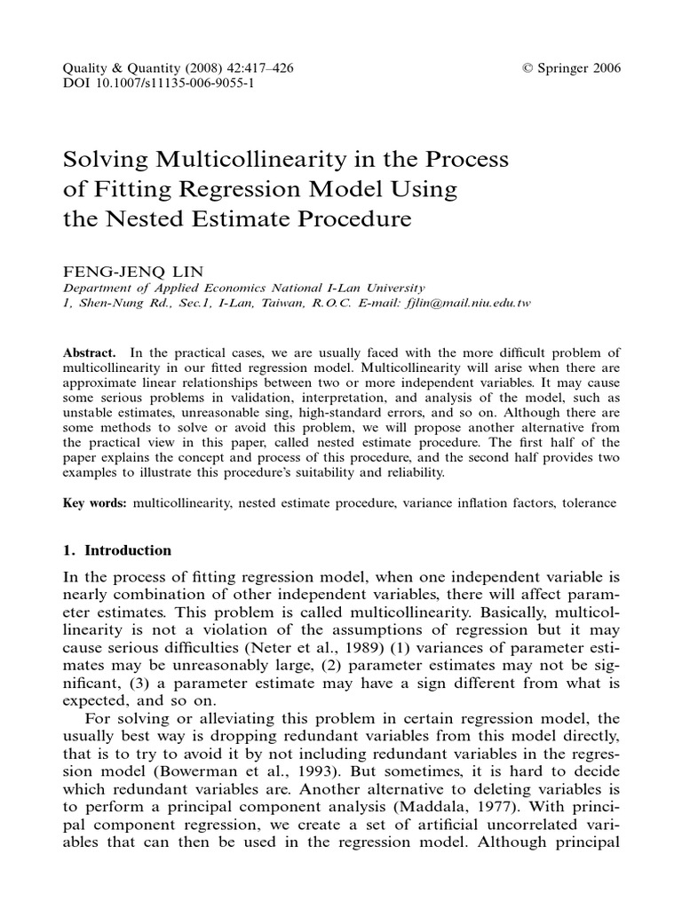 Multi Collinearity | PDF | Multicollinearity | Ordinary Least Squares