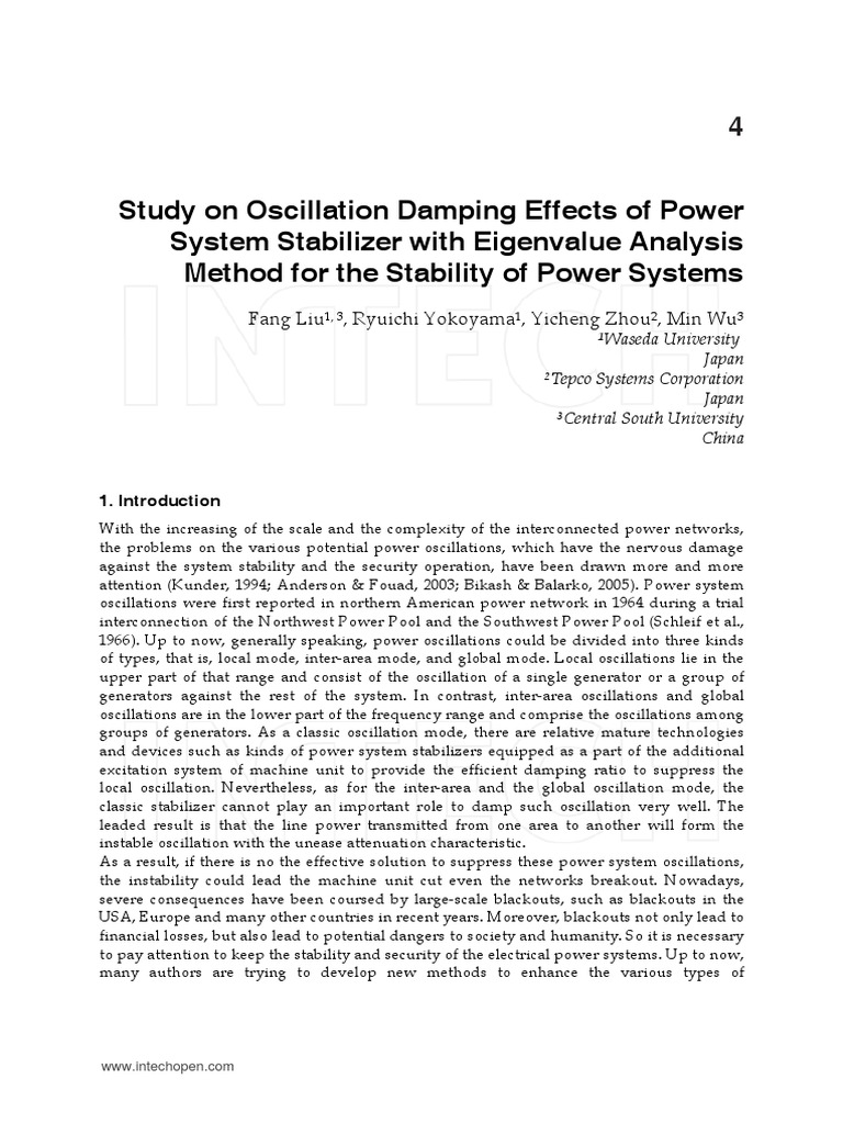 Study On Oscillation Damping Effects of Power System Stabilizer With ...