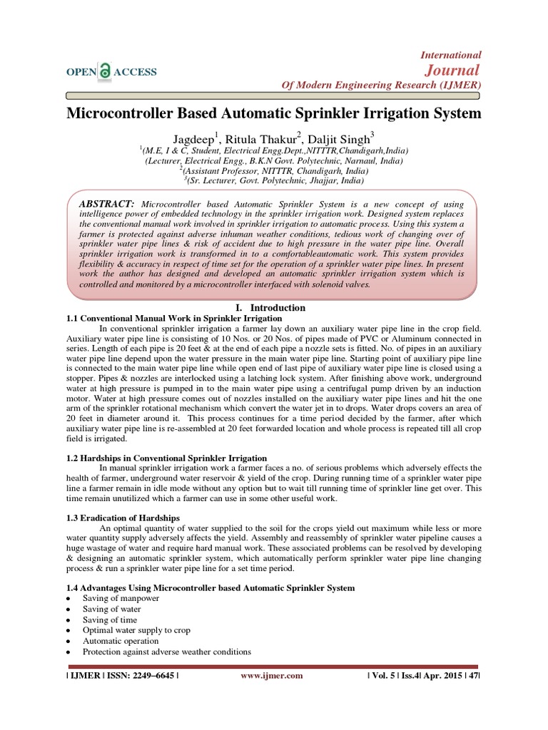 Automatic Microcontroller Sprinkler System | PDF | Irrigation ...