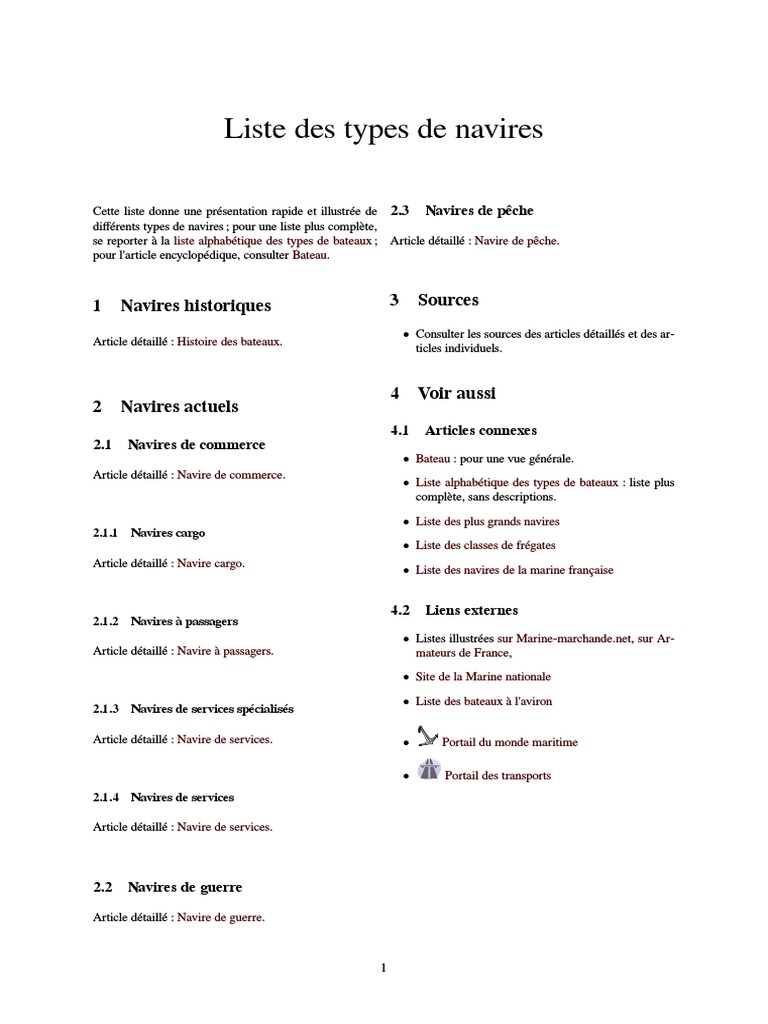 Liste Des Types de Navires | PDF | Transport fluvial et maritime ...