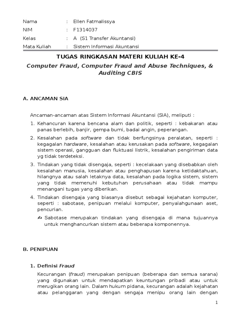 SIA RMK-BAB 5,6,11-Computer Fraud, Abuse, Audit CBIS | PDF | Ilmu Sosial