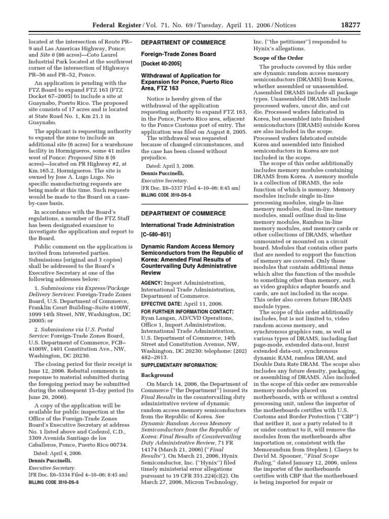 Notice: Countervailing Duties: Dynamic Random Access Memory ...