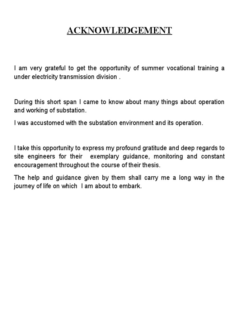Summer Training Acknowledgement in Substation | PDF