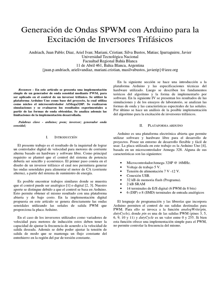 SPWM con Arduino para Inversores | PDF | Arduino | Inversor de energia