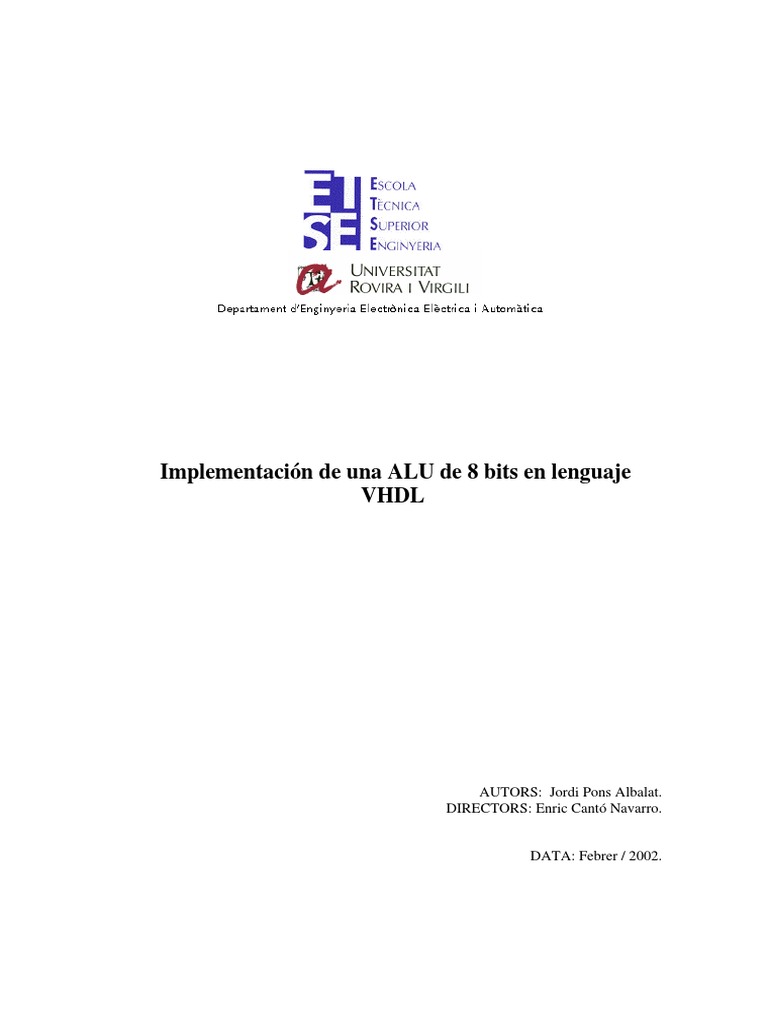 ALU 8 Bits VHDL | PDF | Vhdl | Lenguaje de programación