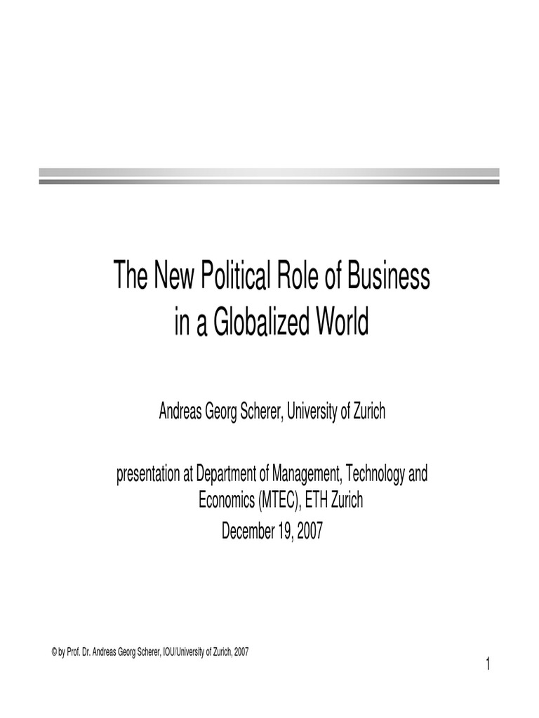 The New Political Role of Business in A Globalized World | PDF ...