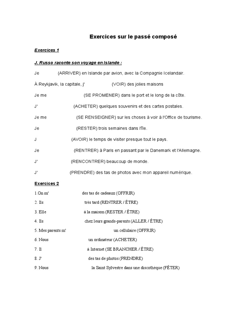 Maîtriser le passé composé | PDF