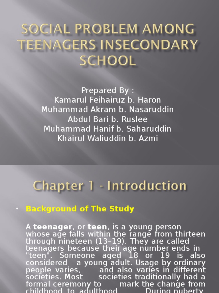 Social Problem Among Teenagers Insecondary School | PDF | Adolescence ...