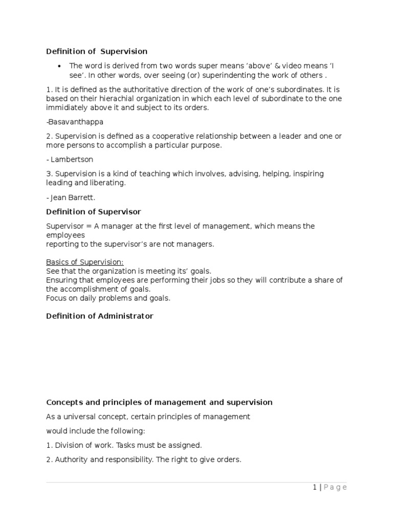 Definition of Supervision | PDF