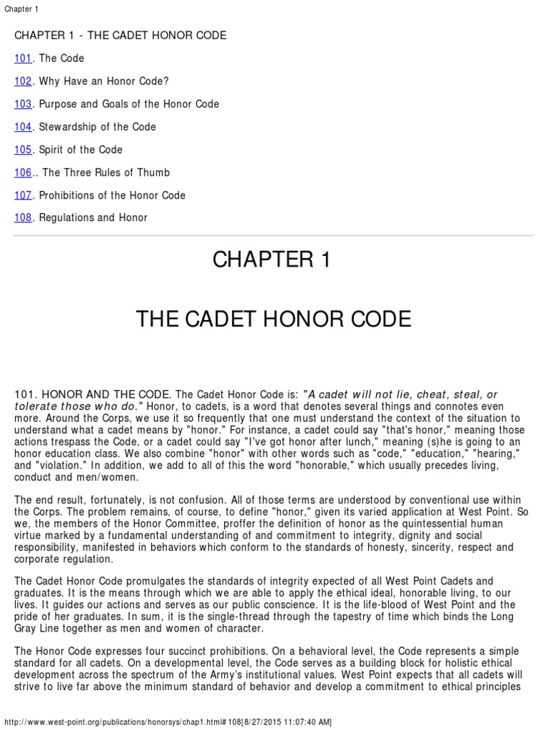 The Cadet Honor Code | PDF | United States Military Academy | Theft