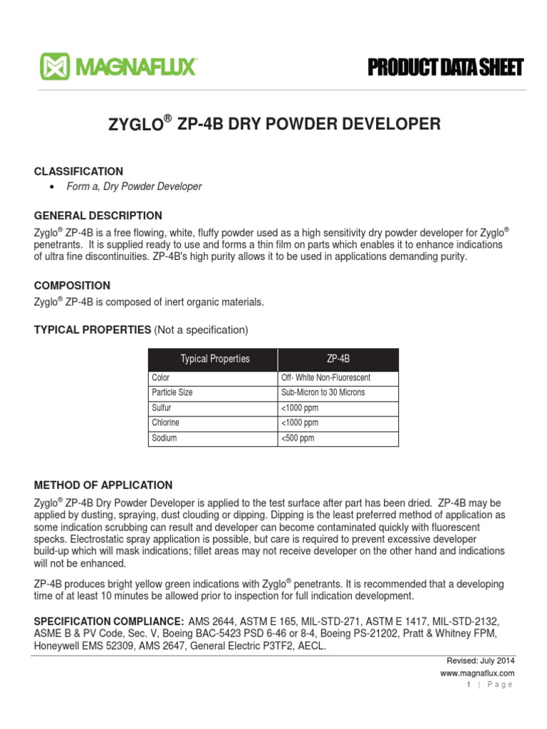 NEW Zyglo ZP-4B Dry Powder Developer | PDF