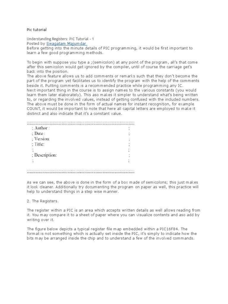 Pic Tutorial | PDF | Pic Microcontroller | Subroutine