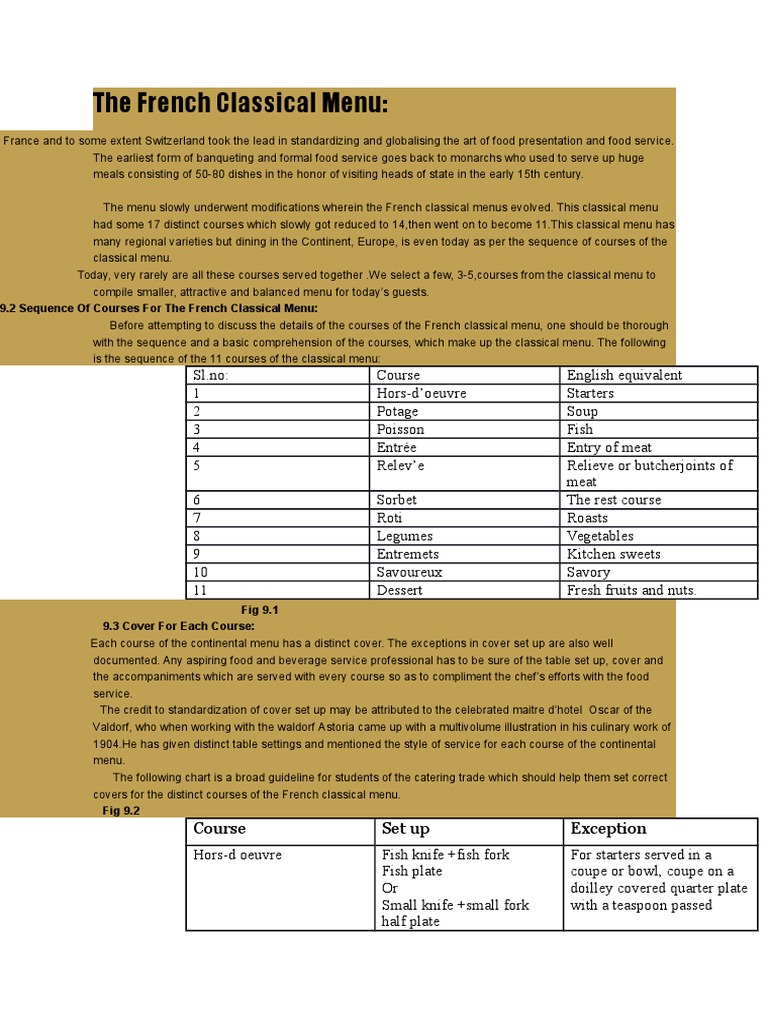French Classical Menu Overview | PDF | Soup | Hors D'oeuvre