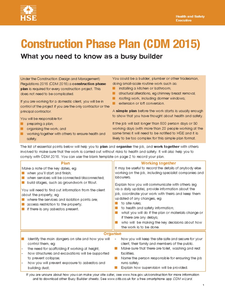 CDM 2015 - Construction Phase Plan | PDF | Safety | Wellness