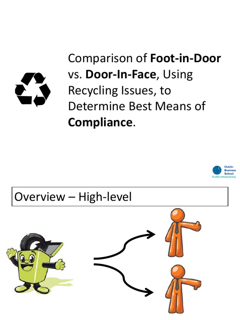Comparison of Foot-In-Door vs. Door-In-Face, Using Recycling | PDF ...