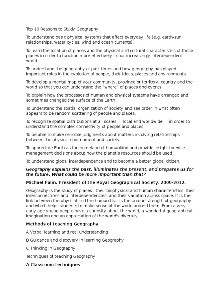 Top 10 Reasons To Study Geography | PDF | Geography | Geographic ...