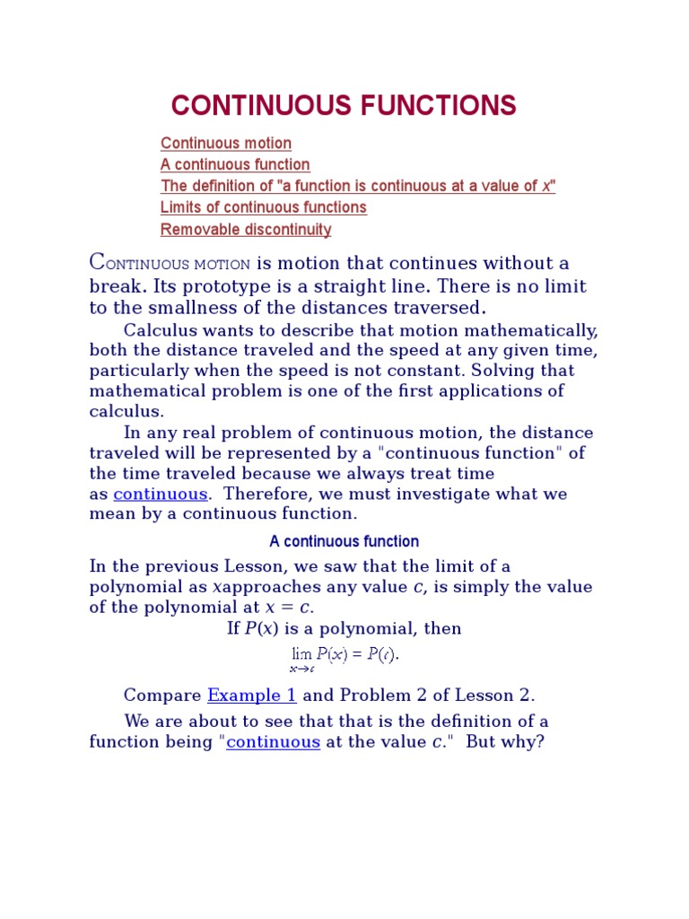 Continuous Functions | PDF | Continuous Function | Function (Mathematics) Continuous Functions | PDF | Continuous Function | Function (Mathematics)