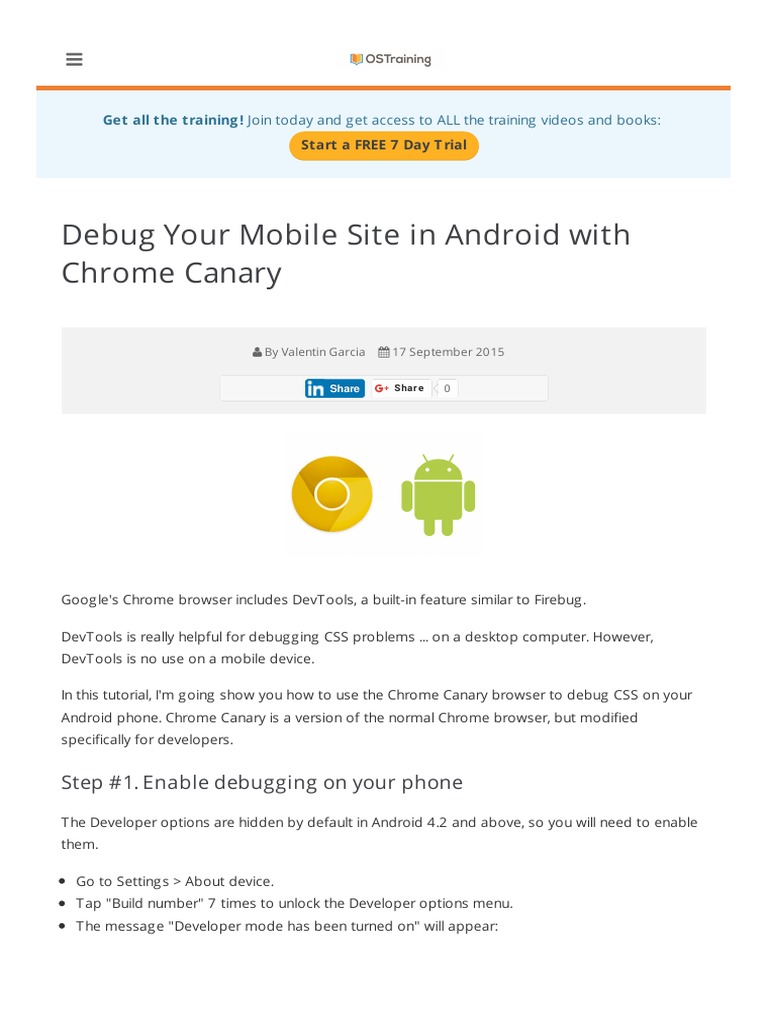 Debug Your Mobile Site in Android With Chrome Canary | PDF | Google ...