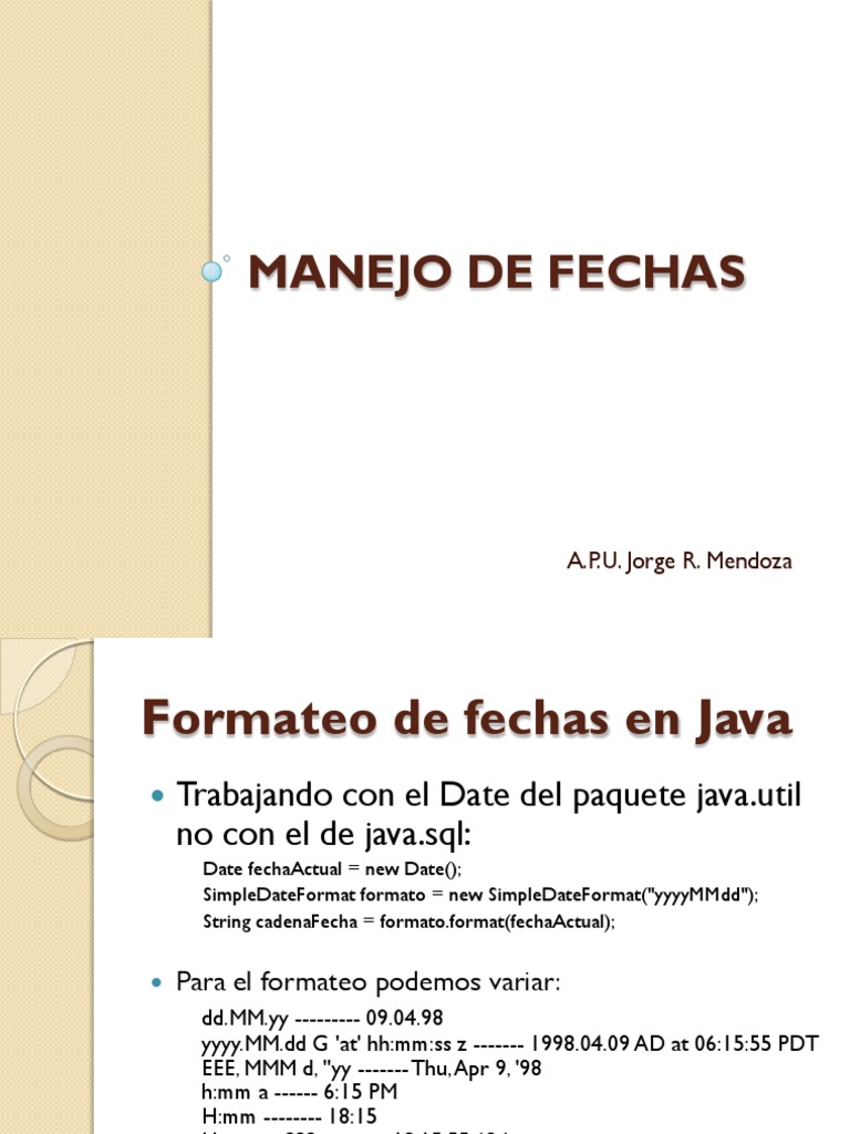 Manejo de Fechas | PDF | Desarrollo de software | Modelos de computación