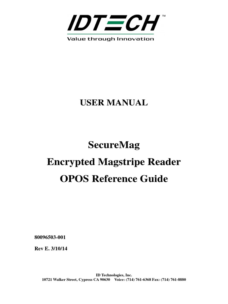 80096503-001-E ID TECH SecureMag OPOS User's Manual | PDF | License ...