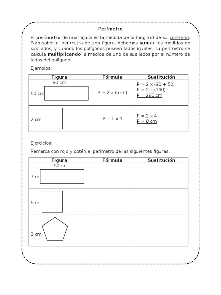 Ejercicios de Área y Perímetro 4° Grado | PDF
