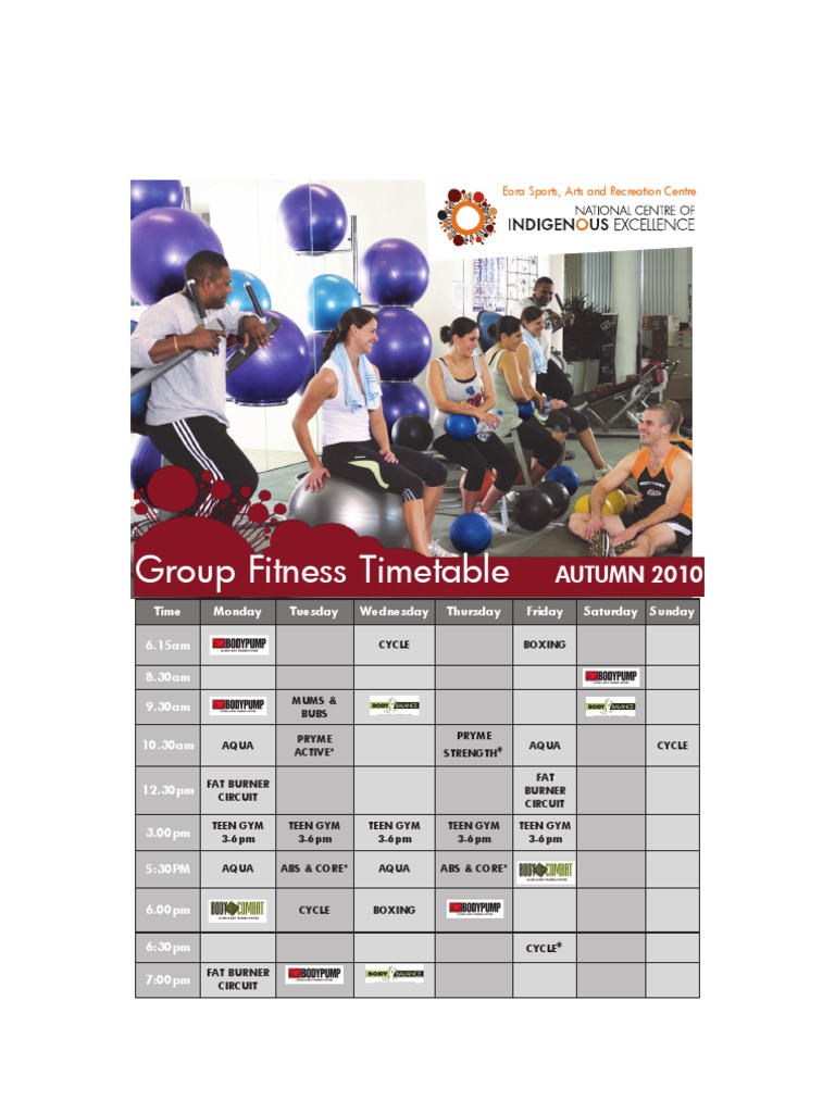 Group Fitness Timetable For Autumn 2010 | PDF | Physical Fitness ...