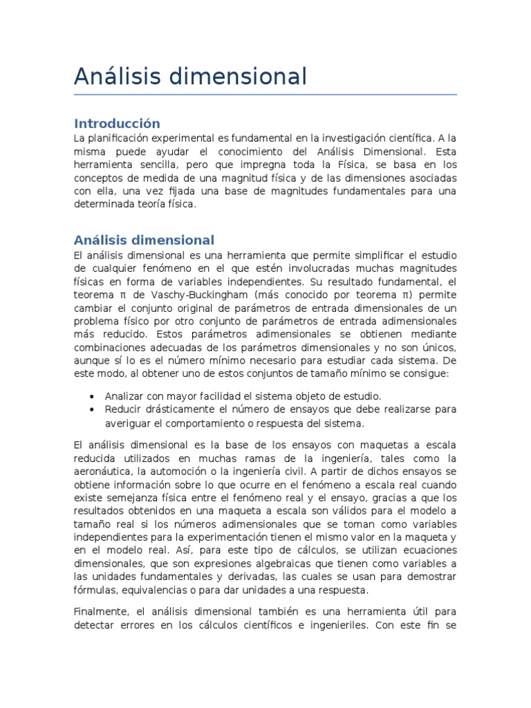 Análisis Dimensional | PDF | Enseñanza de matemática | Física
