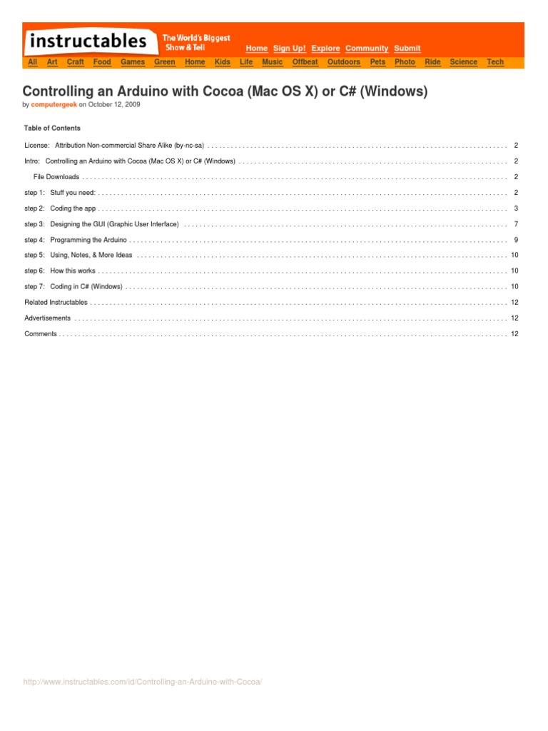Controlling An Arduino With Cocoa Pdf Xcode Graphical User Interfaces